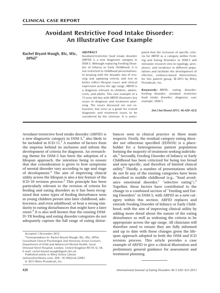 Avoidant Restrictive Food Intake Disorder: An Illustrative Case Example ...
