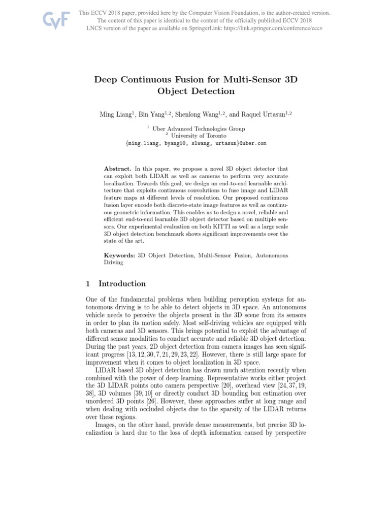 Deep Continuous Fusion | PDF | Lidar | 3 D Computer Graphics