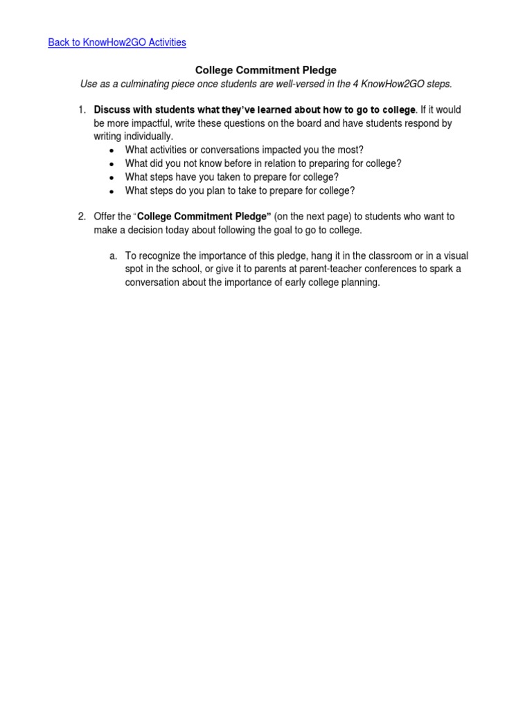 College Prep Pledge for Students | PDF | College | Education Theory