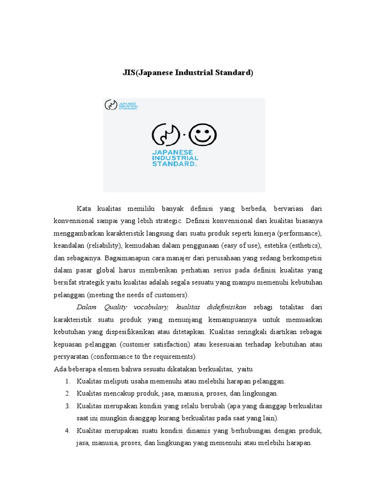 Standar JIS dan Kualitas Produk Jepang | PDF