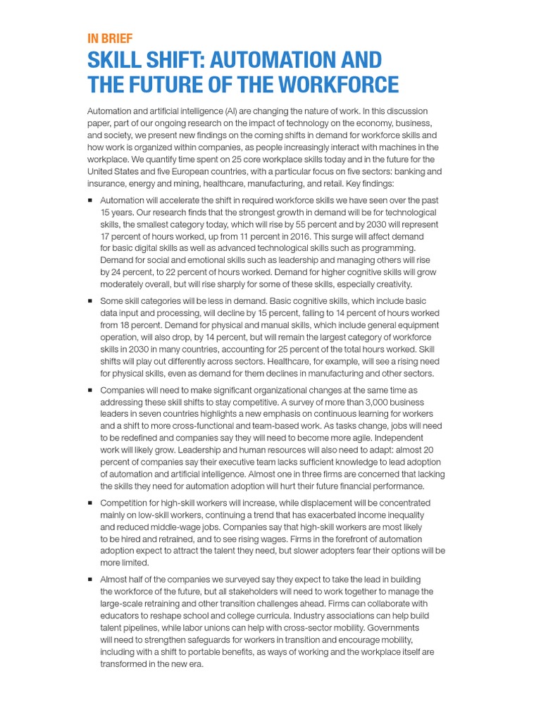 Skill Shift Automation and The Future of The Workforce | PDF ...