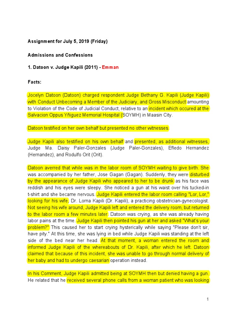 Evidence 5th Assignment | PDF | Plea | Confession (Law)