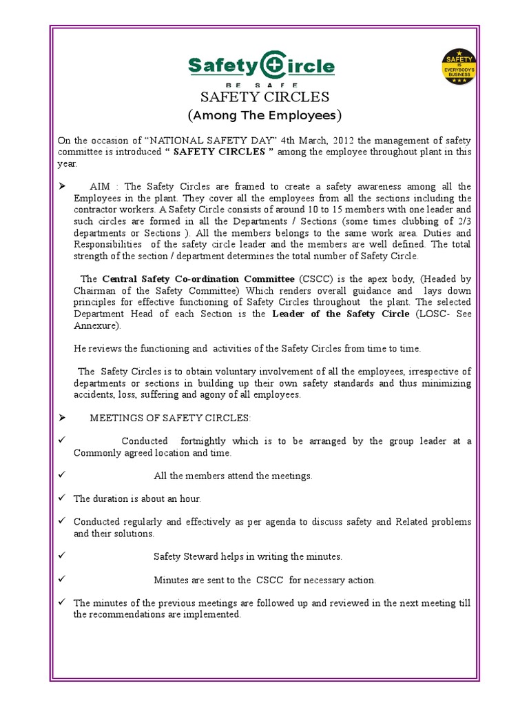 Implementing Safety Circles to Enhance Awareness and Prevent Accidents ...