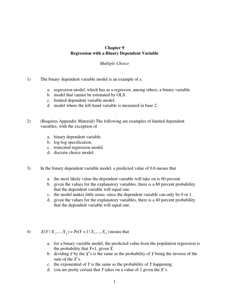 Binary Dependent Var | PDF | Ordinary Least Squares | Regression Analysis