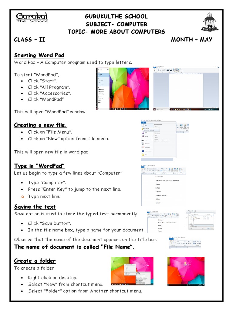 Handout Topic - More About Computers-For Class 2 | PDF | Password ...