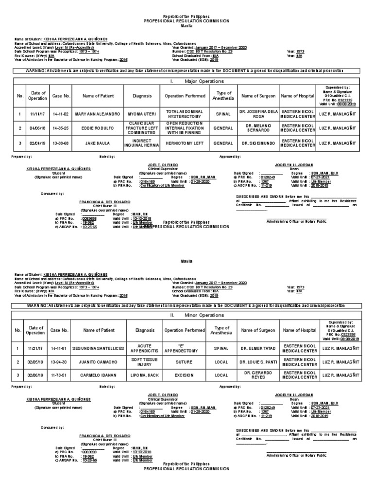 PRC Form BSN (QUINONES) | PDF | Childbirth | Nursing