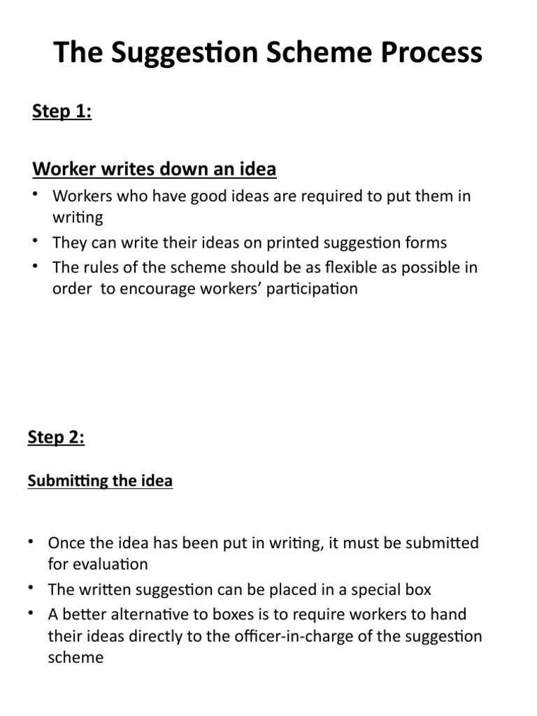 Effective Suggestion Scheme Steps | PDF
