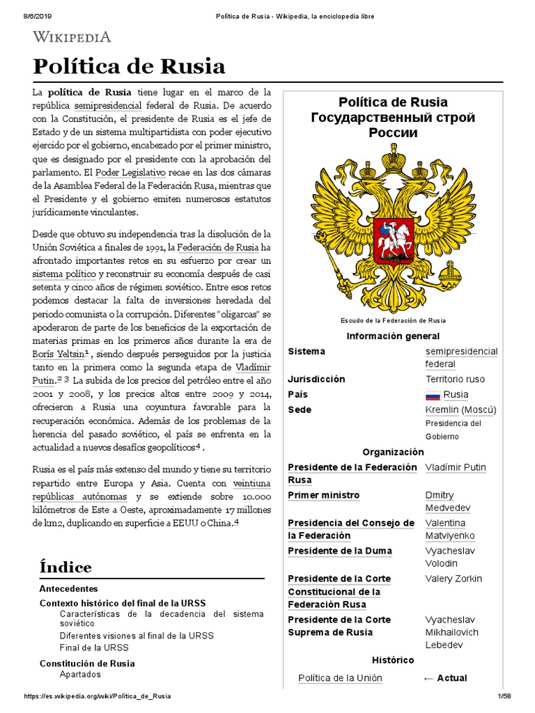 Política de Rusia - Wikipedia, La Enciclopedia Libre PDF | Descargar ...