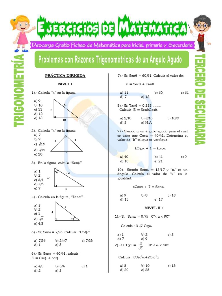 Problemas-con-Razones-Trigonométricas-de-un-Ángulo-Agudo-para-Tercero ...