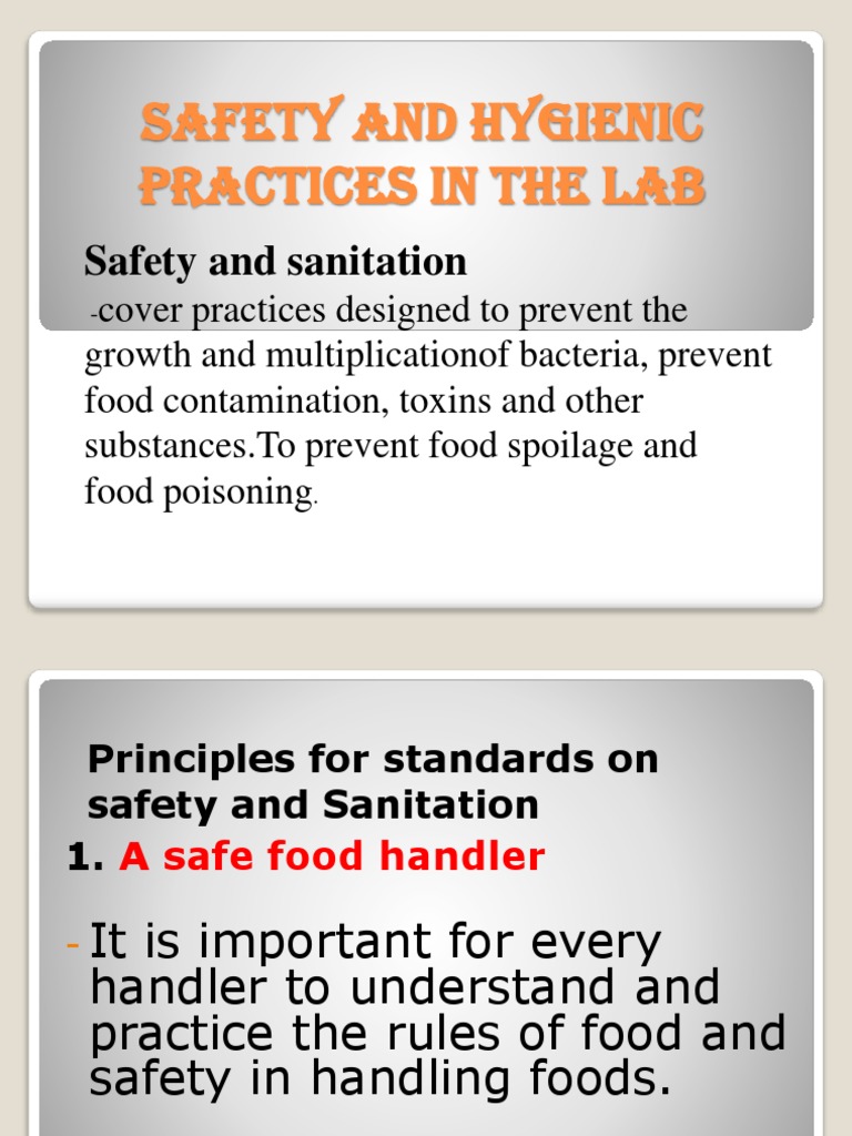 Safety and Hygienic Practices in The Lab | PDF | Hygiene | Foods