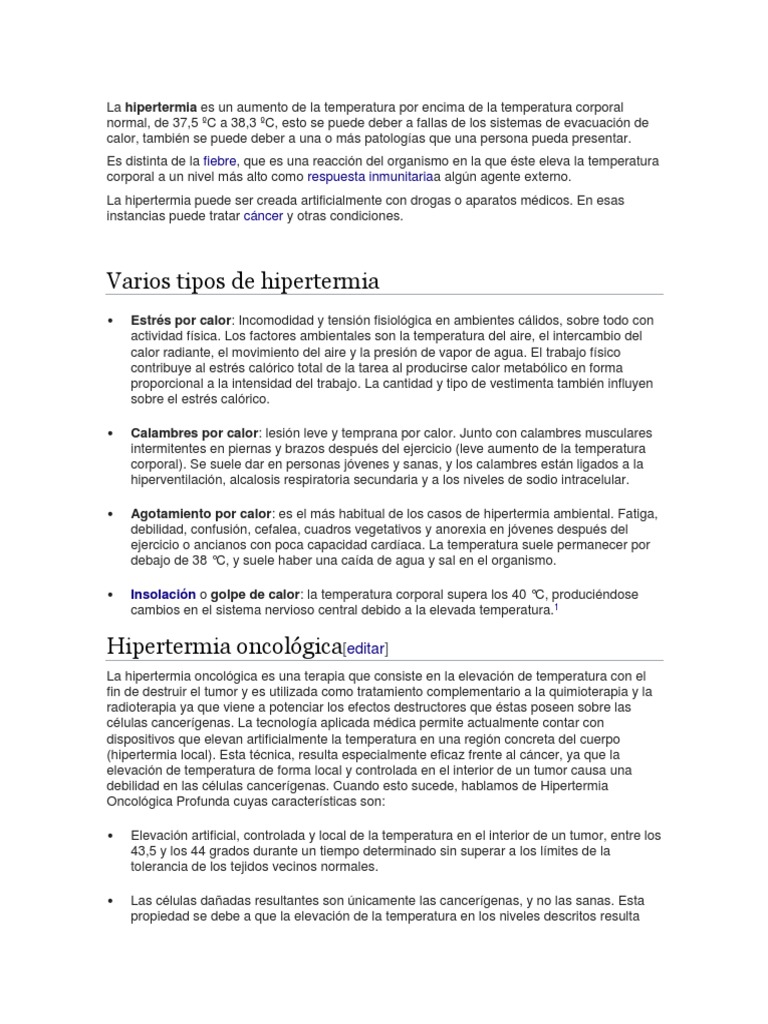 Hipertermia | PDF | Hipotermia | Medicina CLINICA