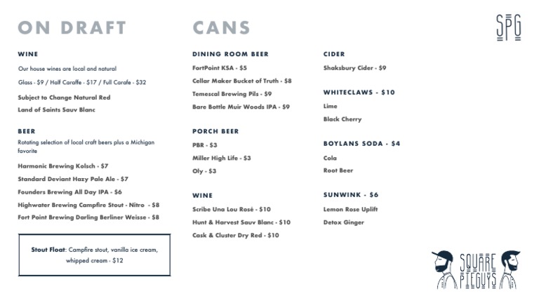 Square Pie Guys - Menu - Beverage - 07.03.19 PDF | PDF