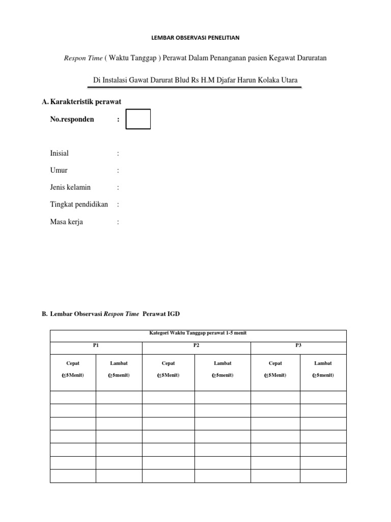 Lembar Observasi Respon Time | PDF