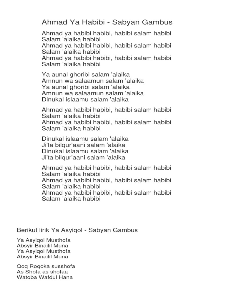 Lirik Lagu Islam | PDF