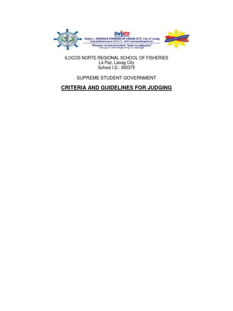 Criteria and Guidelines For Judging: Supreme Student Government | PDF
