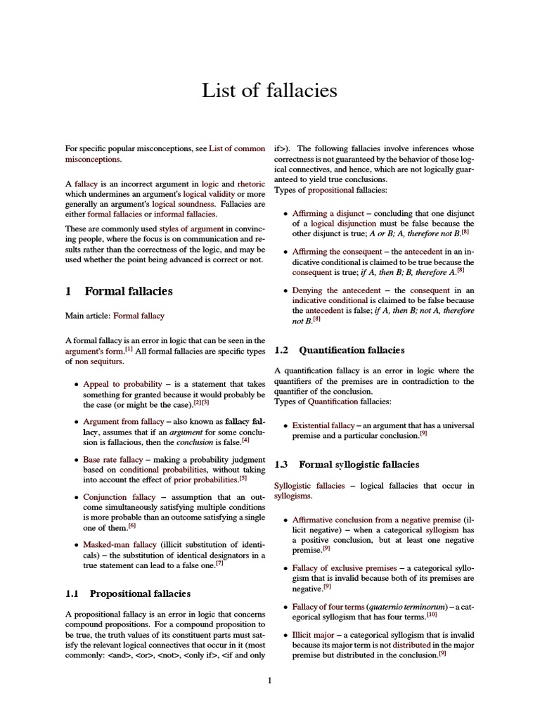 Fallacies List | PDF | Fallacy | Argument