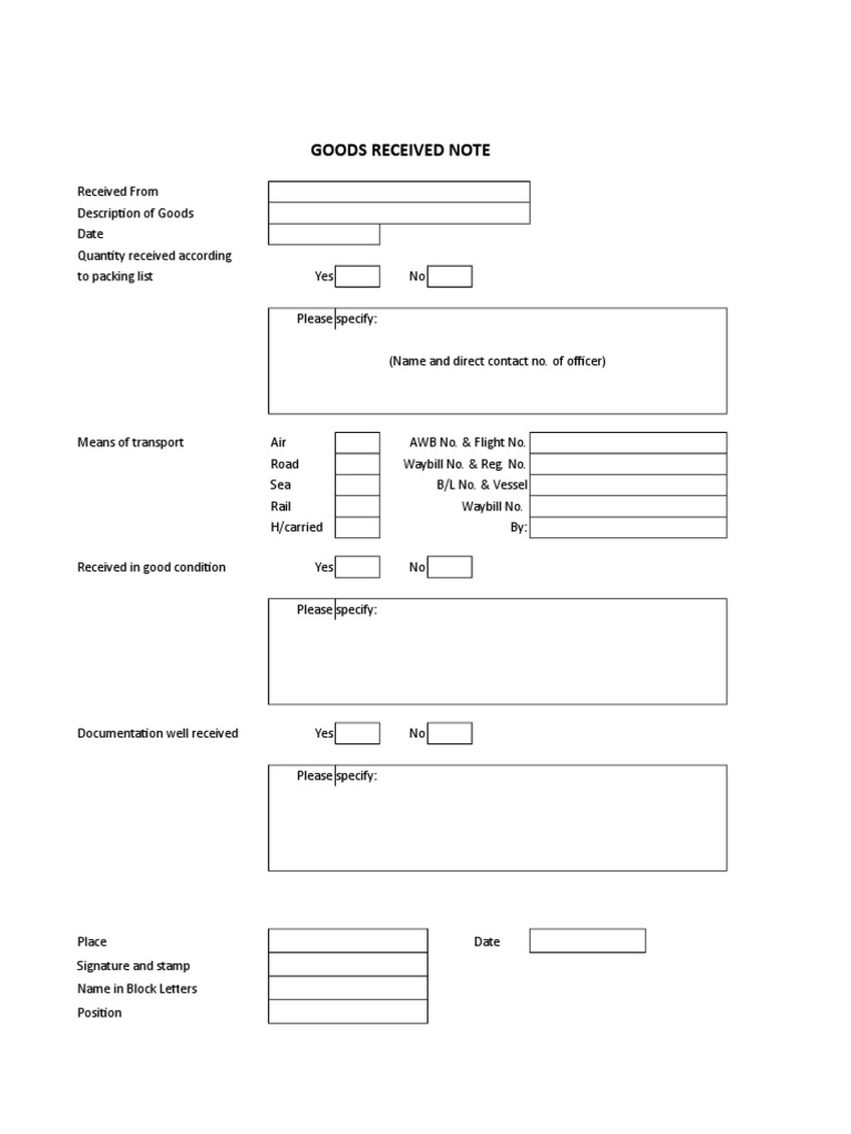 Goods Received Note | PDF