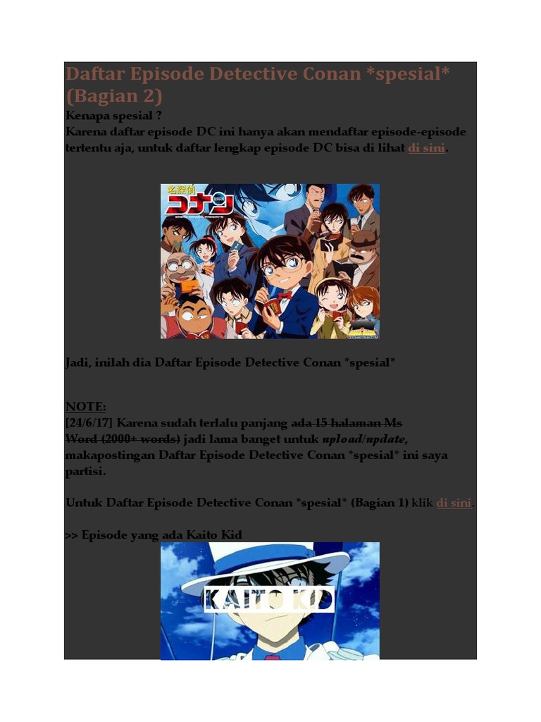 Daftar Episode Detective Conan - Spesial (Bagian 2) | PDF