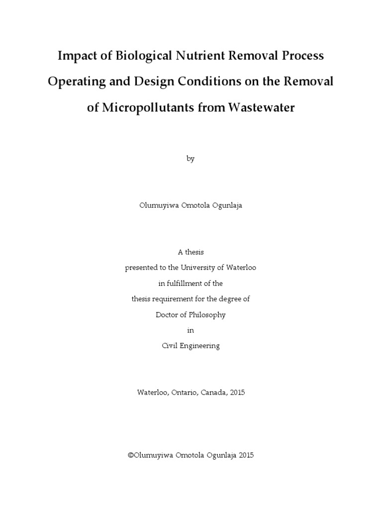 Impact of Biological Nutrient Removal Process Operating and Design ...