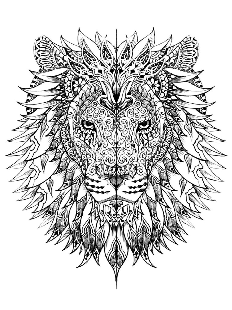 Mindfulness Colouring Lions Head | PDF