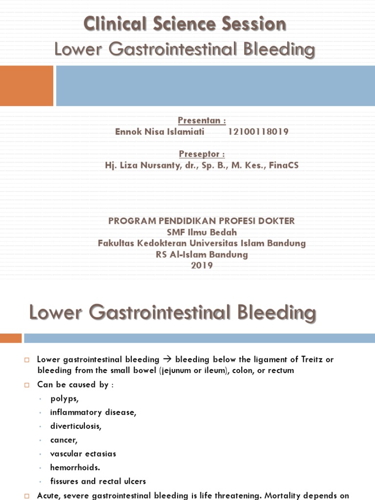 Understanding Lower Gastrointestinal Bleeding | PDF | Hemorrhoid ...