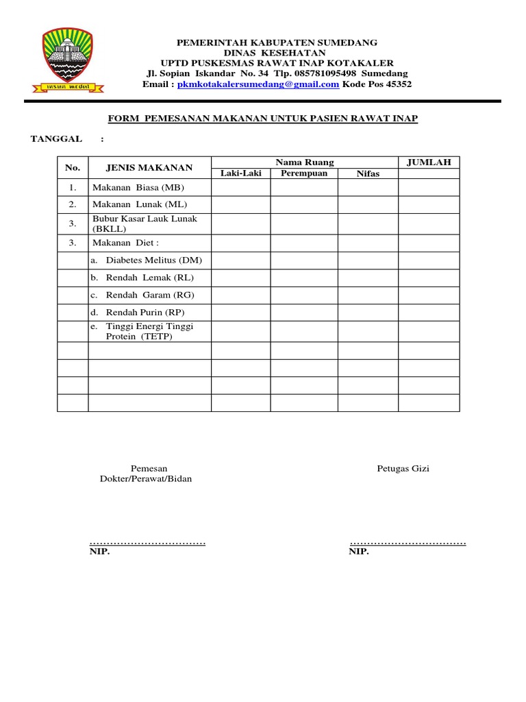 Form Pemesanan Makanan | PDF