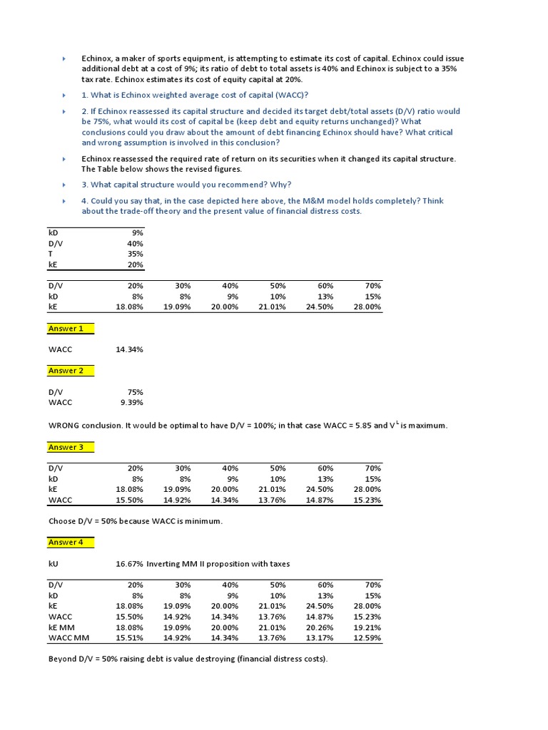 01 DCF Valuation Exercises Sol | PDF | Cost Of Capital | Capital Structure