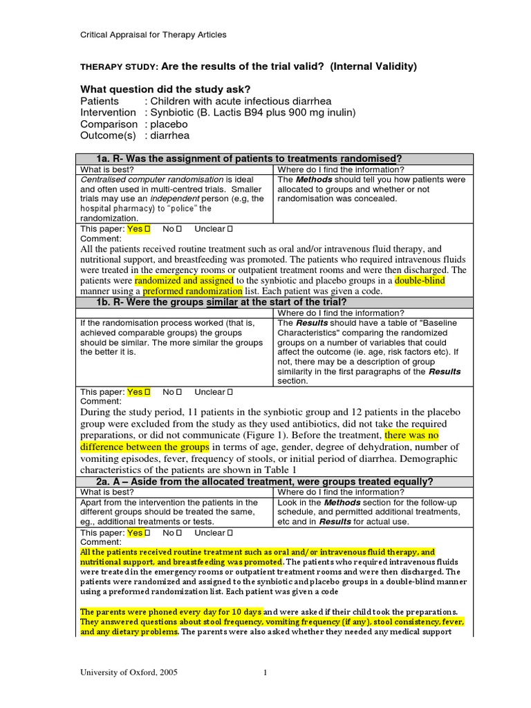 Worksheet Therapy Cebm | Download Free PDF | Epidemiology | Medicine