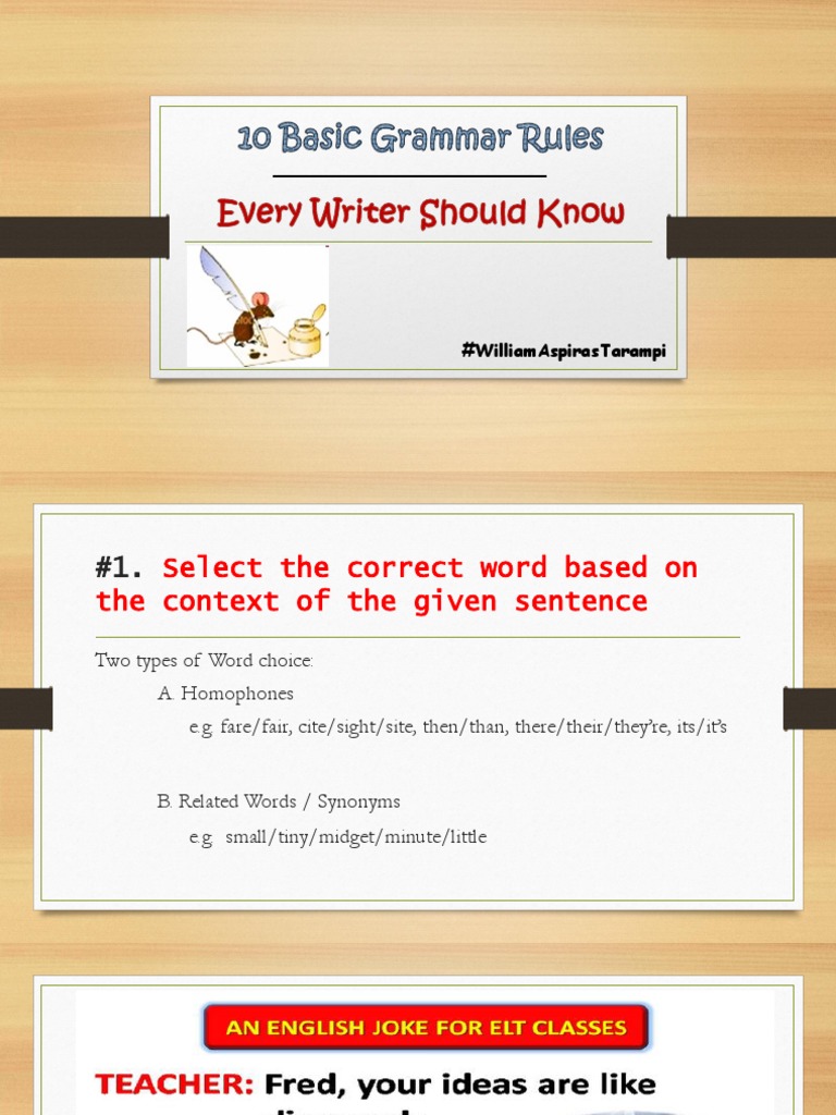 10 Basic Grammar Rules | PDF | Subject (Grammar) | Comma