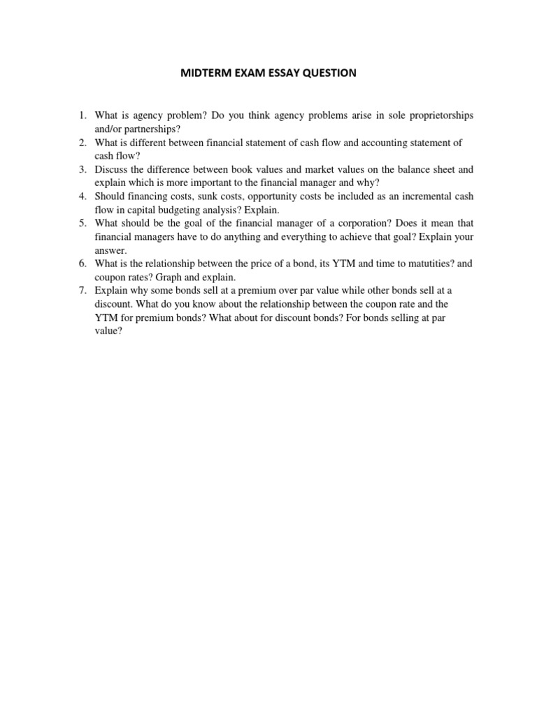 Midterm Exam Essay Questions-5 | PDF | Bonds (Finance) | Discounting