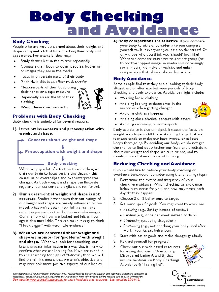 Eating Disorders Information Sheet - 03 - Body Checking and Avoidance ...