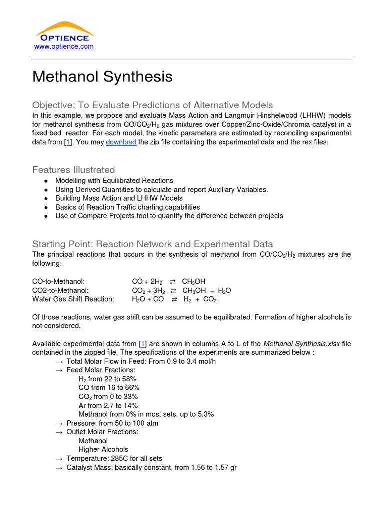 Methanol Synthesis | PDF | Chemical Equilibrium | Chemical Reactions