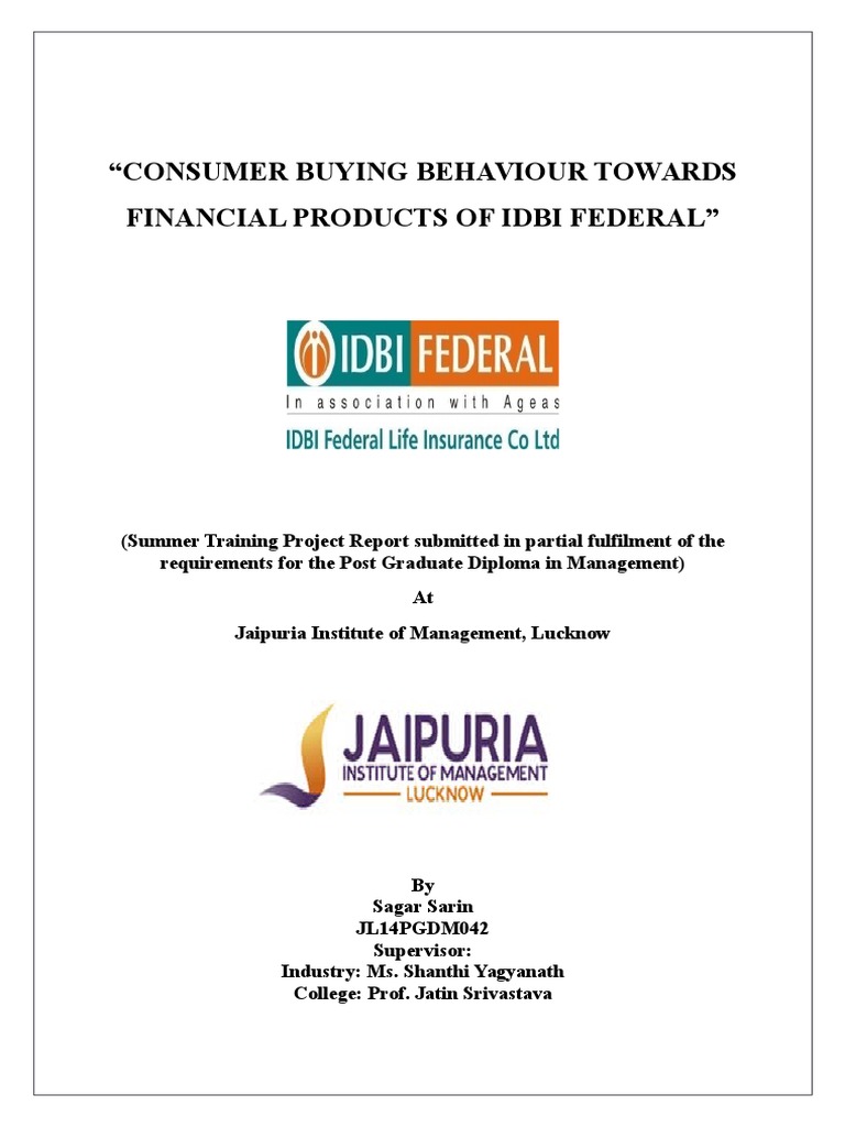 Consumer Behavior in IDBI Federal Insurance | PDF | Insurance ...