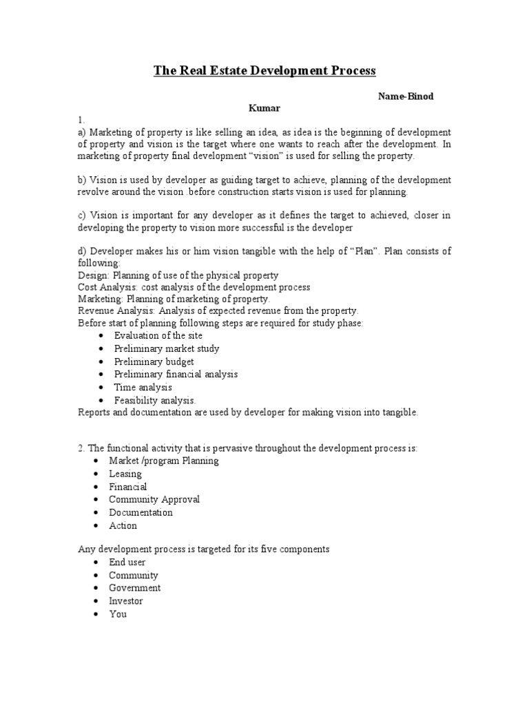 The Real Estate Development Process | PDF | Property | Business