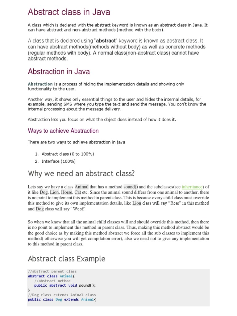 Abstract Class In Java 2 Pdf Class Computer Programming Method Computer Programming