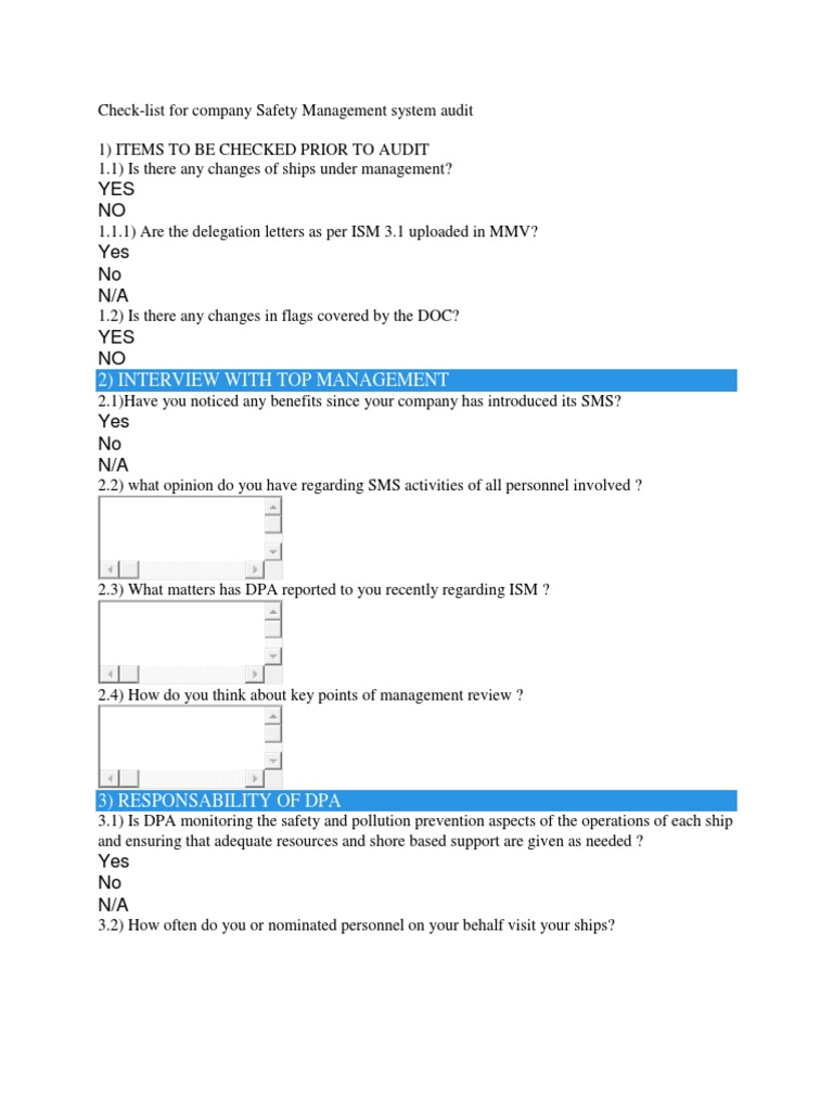 Ism Checklist | PDF | Emergency | Audit