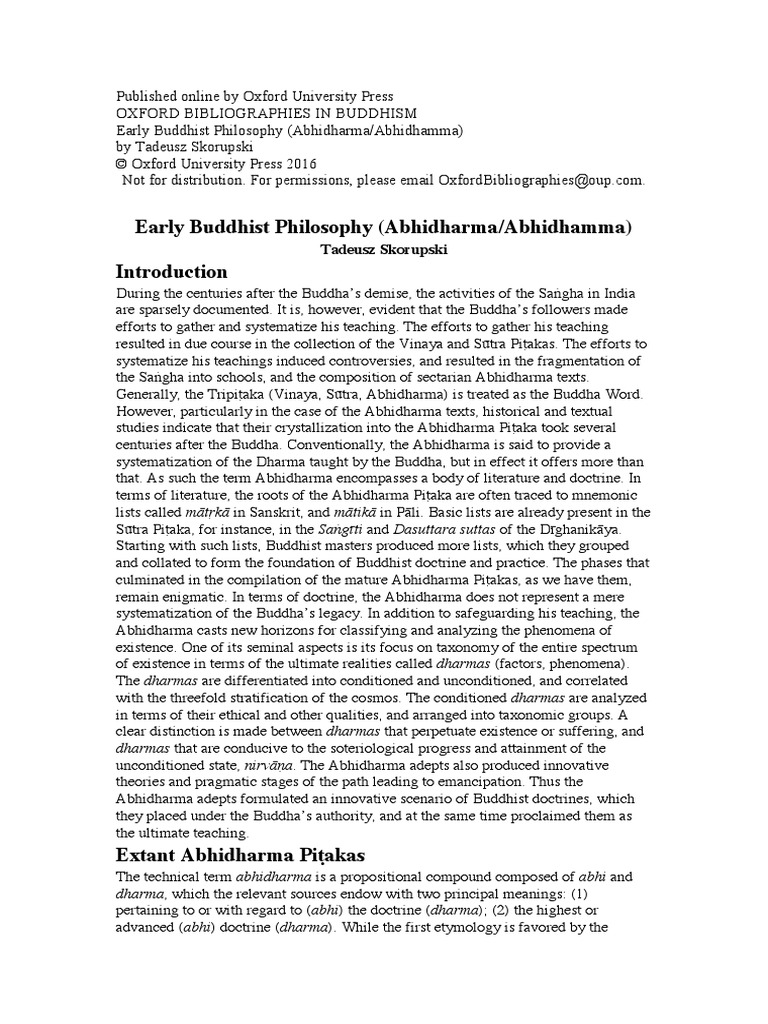 Early Buddhist Philosophy Abhidharma Abh | PDF | Buddhist Texts ...