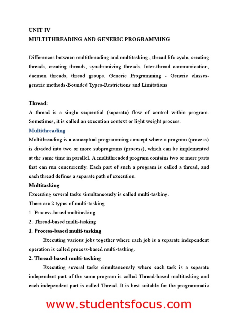 Unit4 2017 Regulation | PDF | Process (Computing) | Thread (Computing)