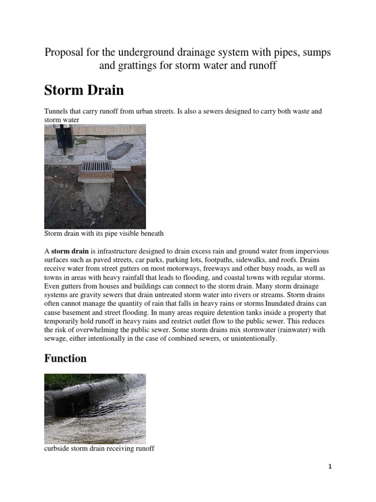 Storm Drain: Proposal For The Underground Drainage System With Pipes ...