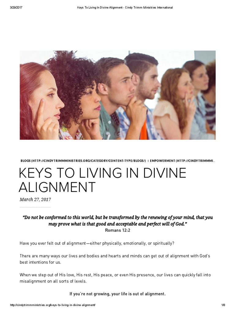 Keys To Living in Divine Alignment - Cindy Trimm Ministries ...