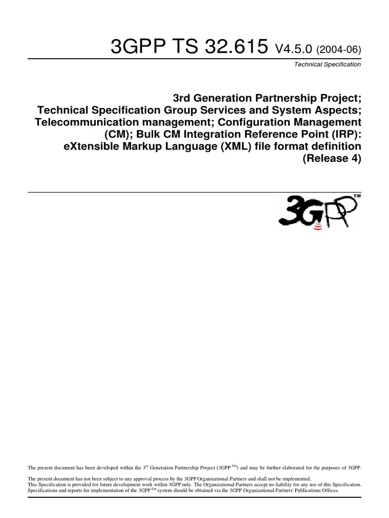 3GPP TS 32.615: Technical Specification | PDF | Xml Schema | Xml