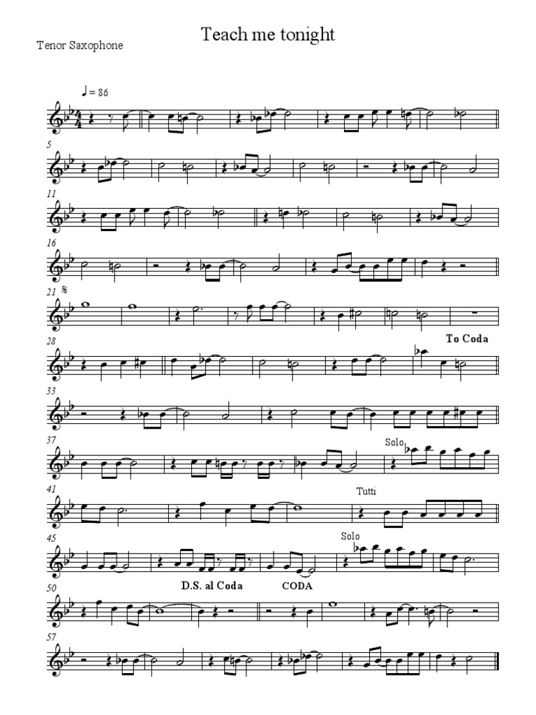 Teach Me Tonight Tenor | PDF