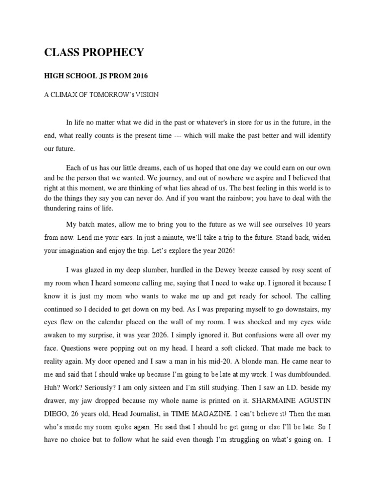 Class Prophecy: High School JS Prom 2016 | PDF | Religion & Spirituality