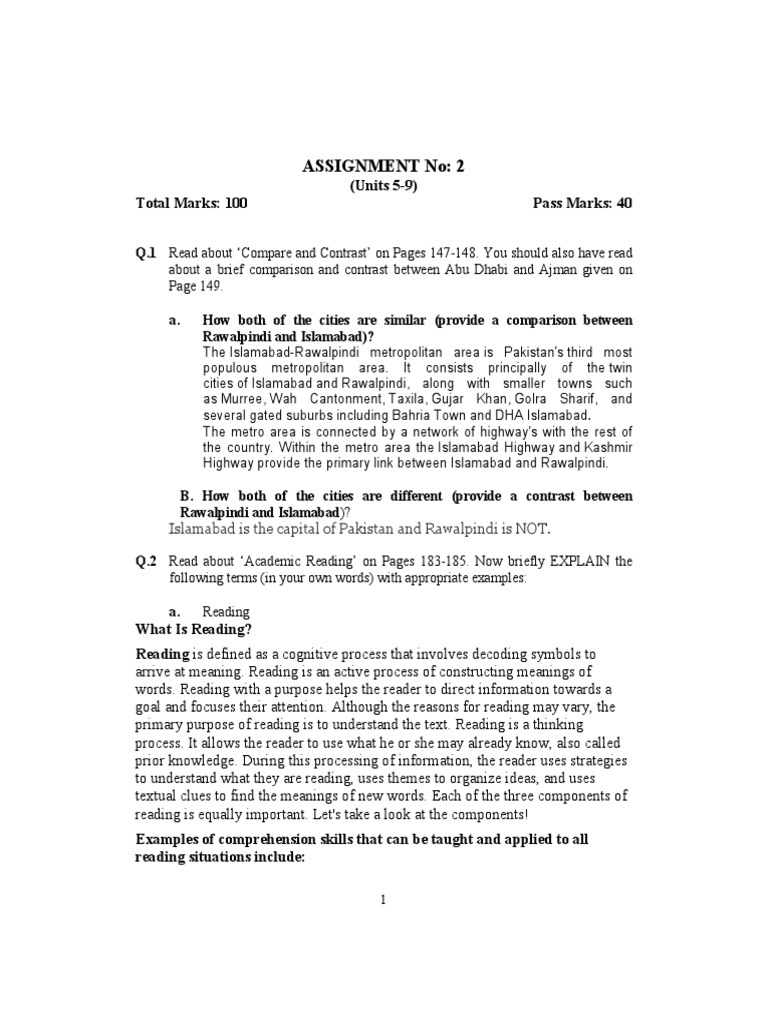 English 1424 Assignment 2 | PDF | Speed Reading | Islamabad