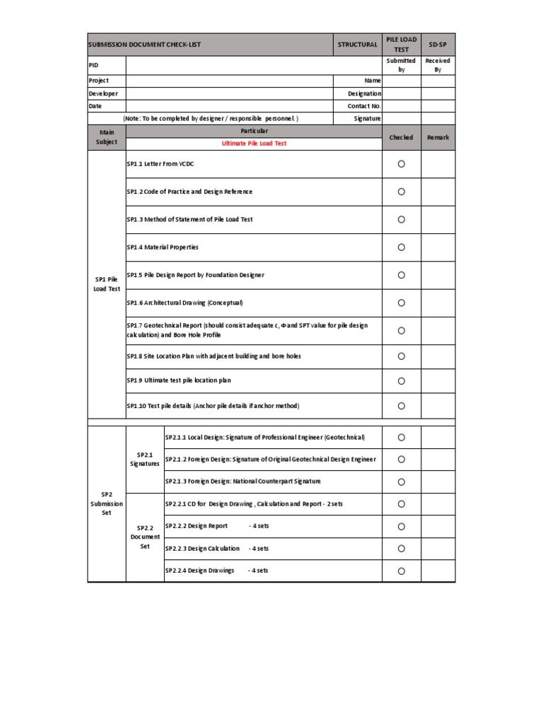 Cqhp Ultimate Pile Load Test Checklist | Geotechnical Engineering ...