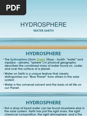 Hydrosphere Of Earth Pdf