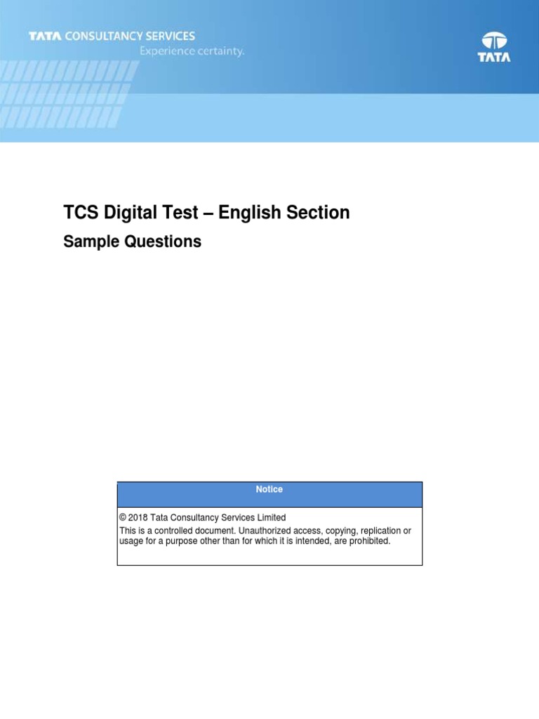 TCS Digital - Sample Questions For English | PDF | Medicine | Wellness