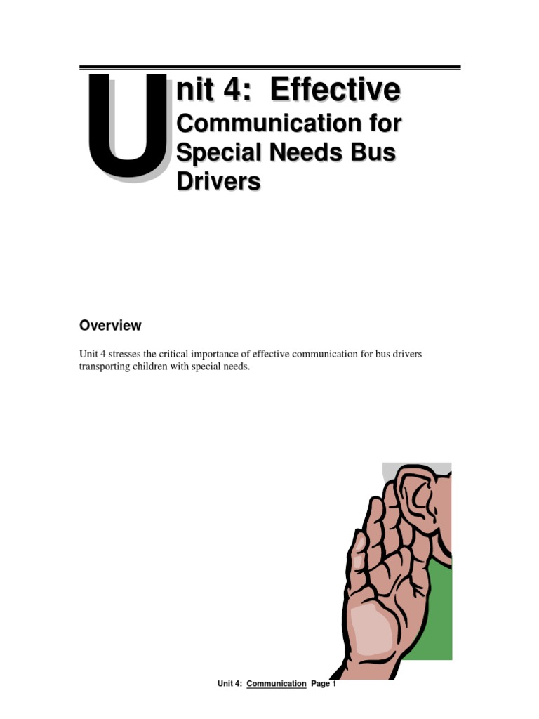 Effective Communication For Special Needs Bus Drivers | PDF ...