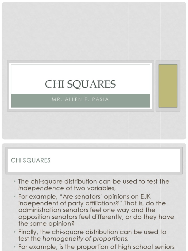 Chi-Square Tests for Data Analysis | PDF | Chi Squared Distribution ...