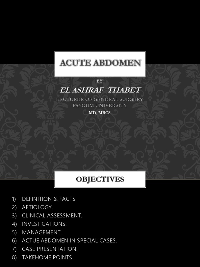 Acute Abdomen: El Ashraf Thabet | PDF | Pain | Blood Pressure
